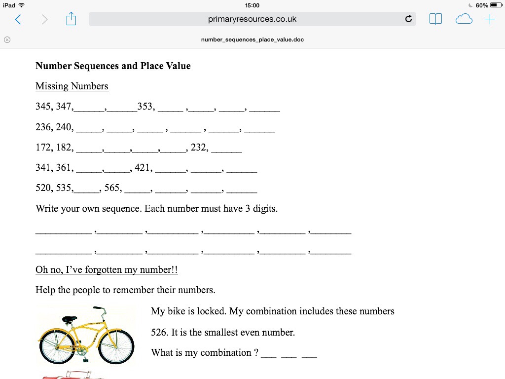 Number sequences – Hoyland Common Primary School